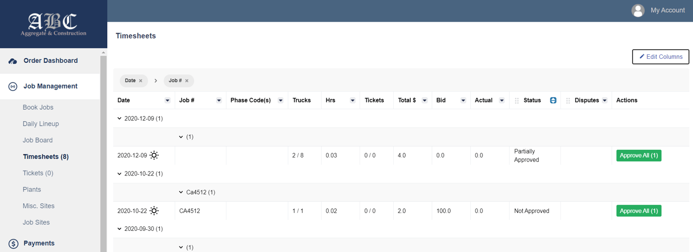How does bulk approval for timesheets work
