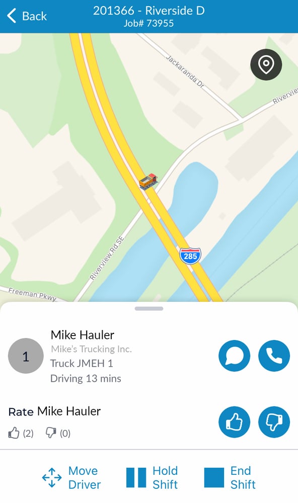 How do I text drivers on the job?